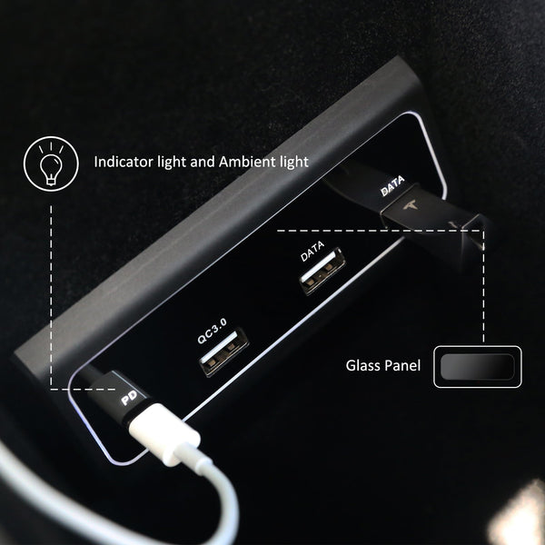 Tesla Model 3, Y, S & X Console USB Hub Dual Type-C - TESPLUS